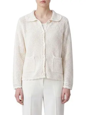 DUNST Linen And Cotton Blend Crochet Cardigan - Ivory