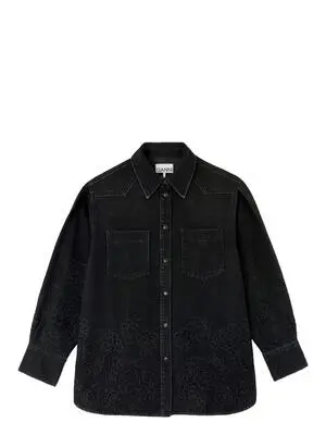 GANNI Broderie Anglaise Denim Shirt - Black
