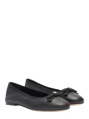 Casadei Textured Bow Ballet Flats - Black