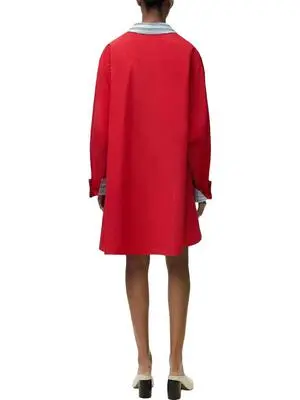 Loewe Contrast Collar Mini Shirt Dress - Red