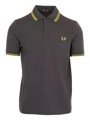 Fred Perry Tipping-detail Laurel Wreath Polo Shirt - Grey