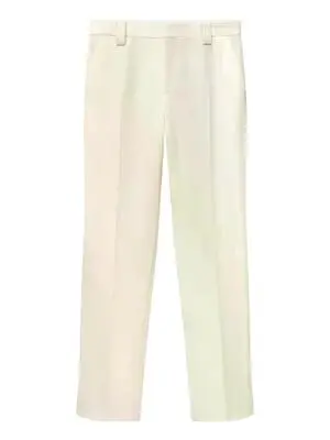 Versace Tailored Trousers With Logo Patch - Neutrals