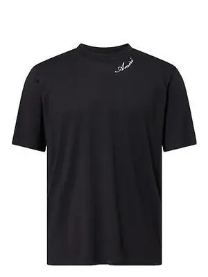 Amiri Script Embroidered Logo Cotton Modal T-shirt - Black