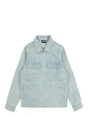 PLEASURES Denim Work Jacket With Paisley Print - Blue
