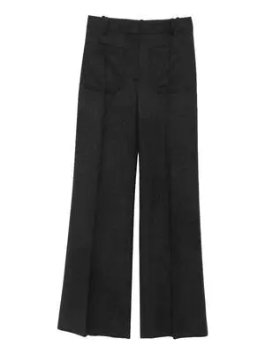 Victoria Beckham Flannel Wide-leg Trousers - Grey