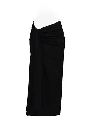 House Of Cb Draped Stretch-cotton Midi Skirt - Black