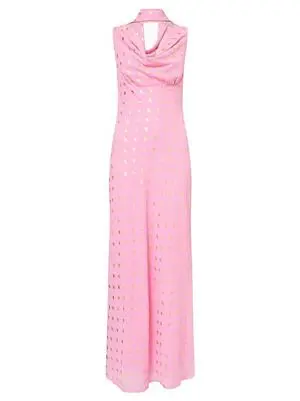 NEVER FULLY DRESSED Sophie Draped Woven Maxi Dress - Pink