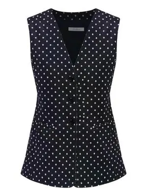 Max Mara Polka Dot Sleeveless Jacket - Blue