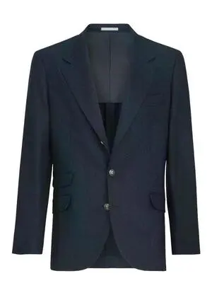 Brunello Cucinelli Mouliné Virgin-wool Twill Deconstructed Cavallo Blazer With Metal Buttons - Blue