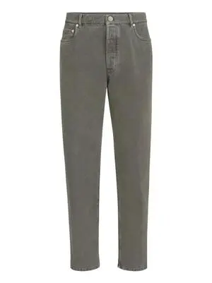 Brunello Cucinelli Iconic Fit Five-pocket Garment-dyed Denim Trousers - Grey