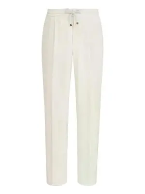 Brunello Cucinelli Brunello Cucinelli Garment-Dyed Cotton Corduroy Trousers With Double Pleats Neutrals