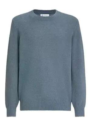 Brunello Cucinelli Alpaca, Cashmere And Wool Crew Neck Sweater - Blue