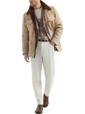 Brunello Cucinelli Shearling Lined Safari Jacket - Neutrals