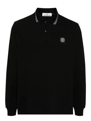 Stone Island Long Sleeve Polo Shirt - Black