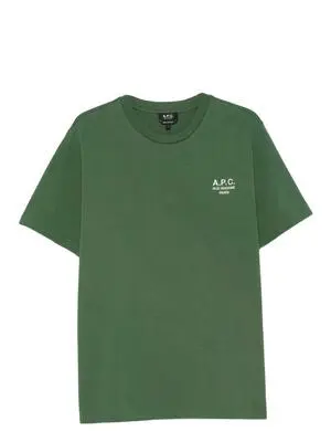 A.p.c. Rue Madame Logo Print Crew Neck T-shirt - Green