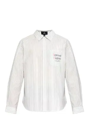 REPRESENT Striped Logo-print Shirt - Neutrals