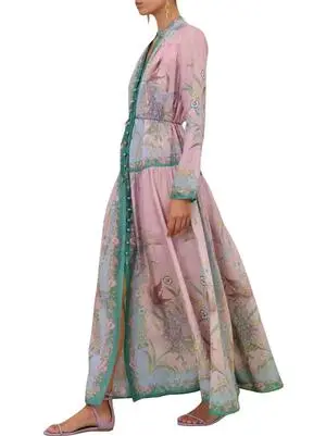 Zimmermann Floral Print Silk Maxi Dress - Pink