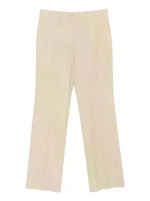 Miu Miu Beige Pressed Crease Button-fastening Trousers - Neutrals