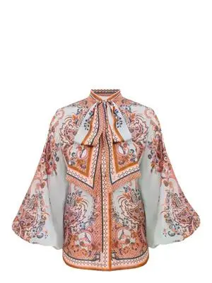Zimmermann Aster Tie-neck Blouse - Blue