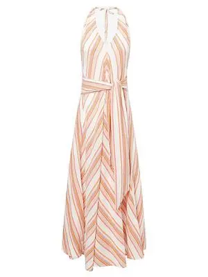 ME+EM Striped Cotton Halterneck Maxi Dress - Pink/multi
