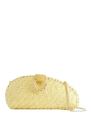 Rodo Willow Chain Strap Woven Clutch Bag - Mustard