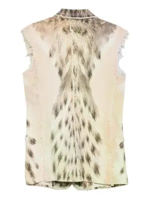 ROBERTO CAVALLI Roberto Cavalli Vintage 2000s Animal-Print Frayed Jacket