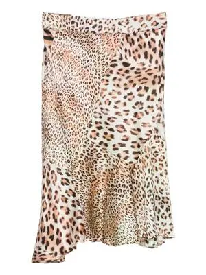 Roberto Cavalli 2000s Leopard-print Ruffled Skirt - Neutrals