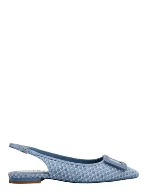 ROGER VIVIER Gommettine Slingback Ballerinas In Jacquard Denim - Light Blue