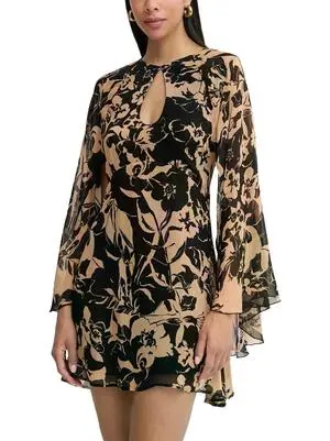 SIMONA CORSELLINI Beige Floral Print Open-back Dress - Neutrals