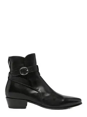 CENERE GB Buckle-strap Leather Boots - Black
