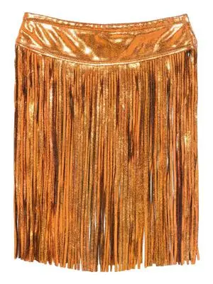 Jeremy Scott Metallic-effect Fringed Mini Skirt - Orange