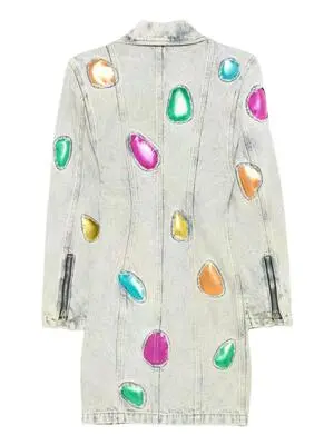 Jeremy Scott Metallic-appliqué Denim Coat - Blue