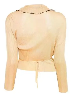 GIANFRANCO FERRE Gianfranco Ferré Orange Ribbed Ruffled Cardigan
