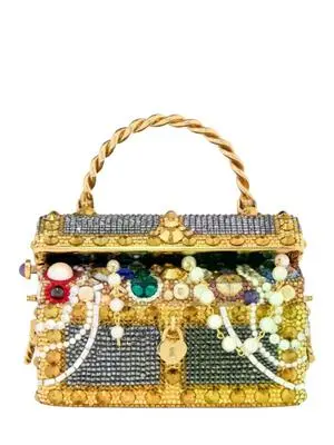Judith Leiber Crystal Embellished Treasure-chest Clutch Bag - Gold