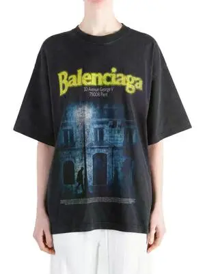 Balenciaga Graphic Print T-shirt - Black