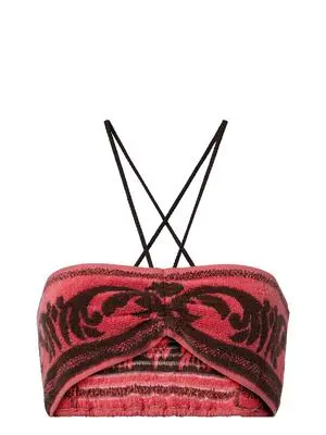 Valentino Garavani Cotton Terry Jacquard Bra Top - Pink