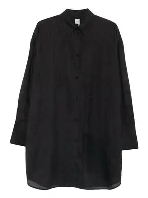 TOTEME TOTEME Monogram Patterned Oversized Shirt Black