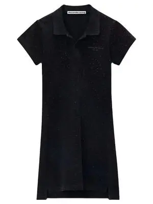 Alexander Wang Crystal-embellished Polo Mini Dress - Black