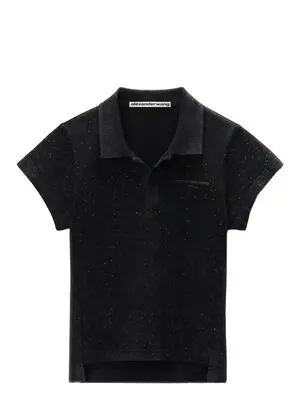 Alexander Wang Crystal Embellished Polo Shirt - Black