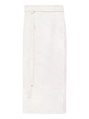 Another Tomorrow Organic Cotton Tweed Wrap Skirt - Neutrals