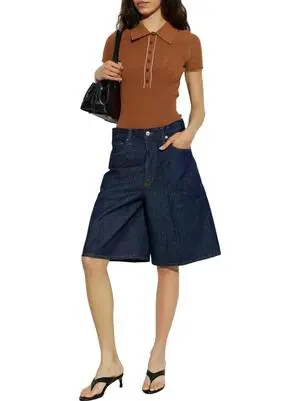 BY MALENE BIRGER By Malene Birger Benita Ribbed-Knit Polo Shirt Brown