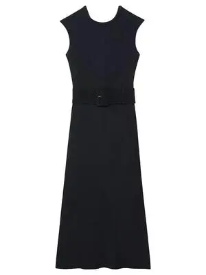 Another Tomorrow Belted Midi Dress - Black