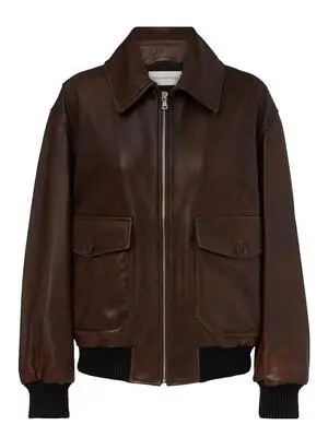 Nour Hammour Anton Leather Blouson Jacket - Brown