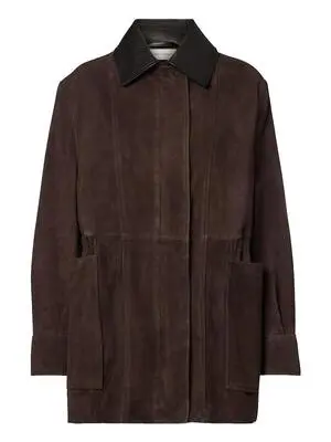 Nour Hammour Suede Jacket With Leather Trim - Brown