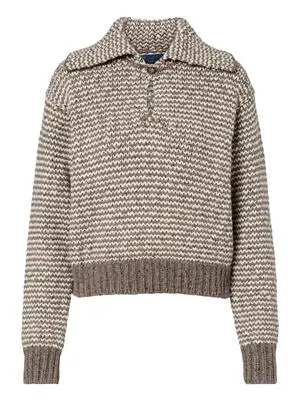 Polo Ralph Lauren Striped Cotton And Wool-blend Knit Sweater - Grey