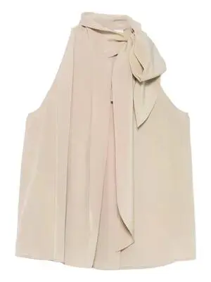 Max Mara Pleated Halter Neck Blouse - Neutrals