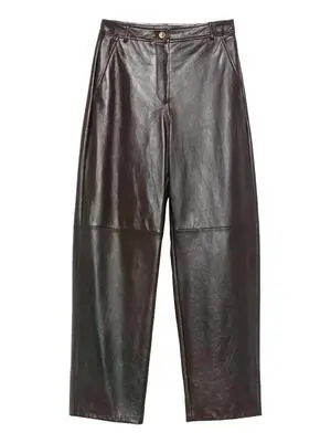 Max Mara Wide-leg Leather Trousers - Brown