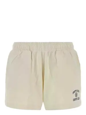 SPORTY & RICH Varsity Crest Cotton Jersey Shorts - Neutrals