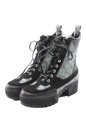 LOUIS VUITTON 2019 Laureate Line Monogram Platform Boots - Black
