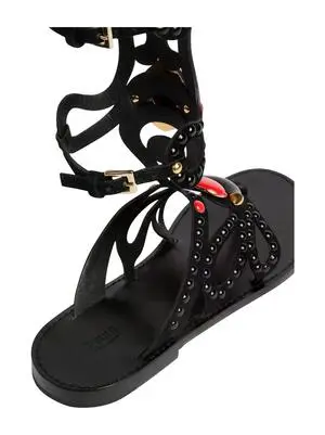 Emilio Pucci Embellished Suede Gladiator Sandals - Black